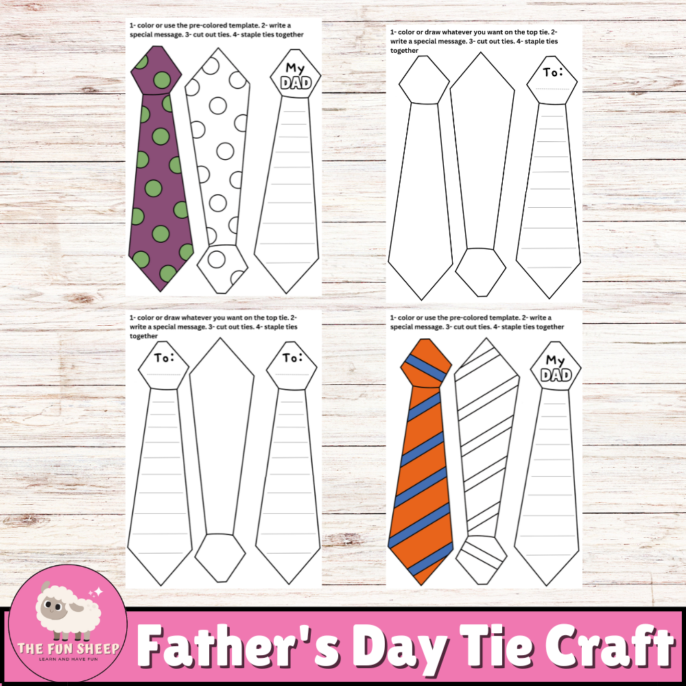 Father's Day Tie Craft | Dad Necktie Craft, Writing and Coloring ...