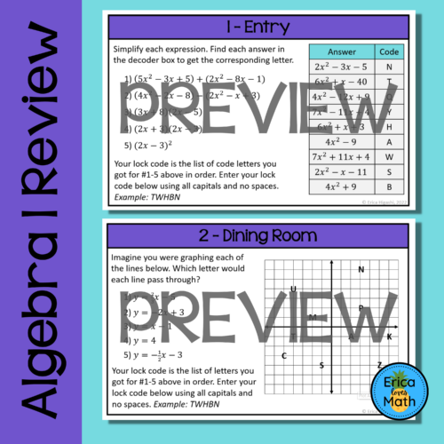 Algebra 1 Review Escape Room for End of Course | Made By Teachers