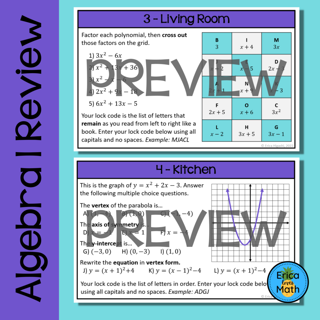 Algebra 1 Review Escape Room for End of Course | Made By Teachers