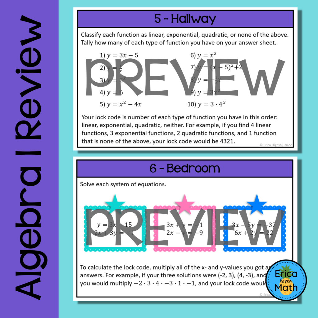 Algebra 1 Review Escape Room for End of Course | Made By Teachers