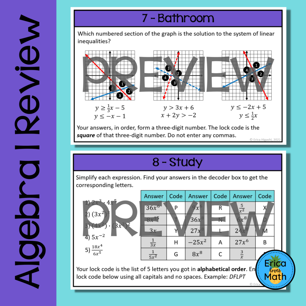 Algebra 1 Review Escape Room for End of Course | Made By Teachers