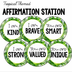 Tropical Classroom Affirmation Station Cards | Made By Teachers