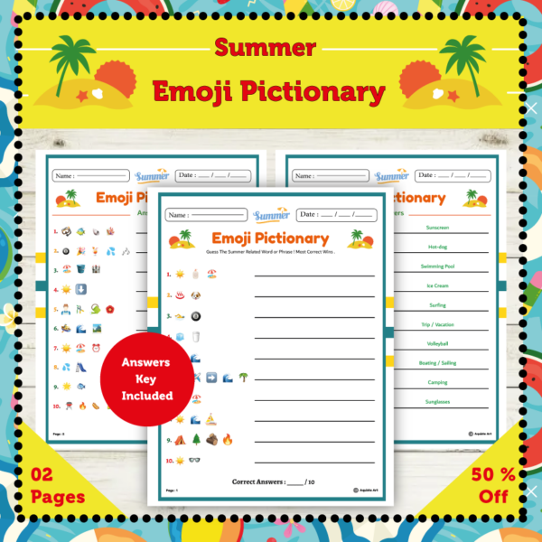 Summer Emoji Pictionary Game : Unlock the Secrets of Summer | Made By ...
