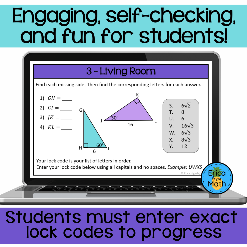 Right Triangles & Trigonometry Escape Room Activity (Digital ...