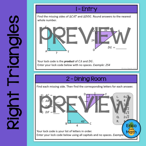 Right Triangles & Trigonometry Escape Room Activity (Digital ...