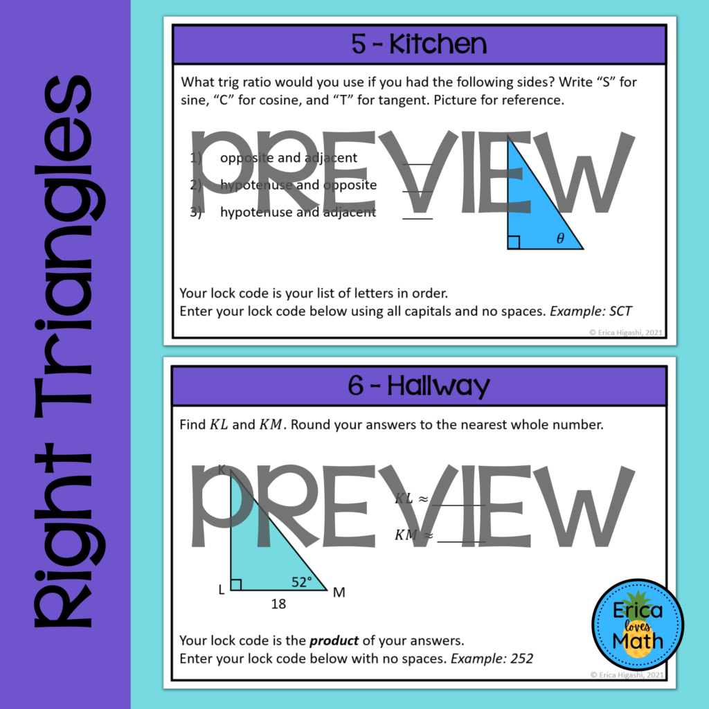 Right Triangles & Trigonometry Escape Room Activity | Made By Teachers