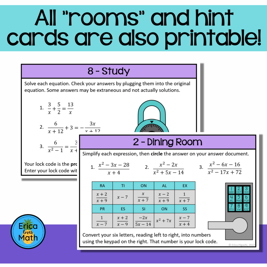 Rational Expressions & Equations Escape Room Activity | Made By Teachers