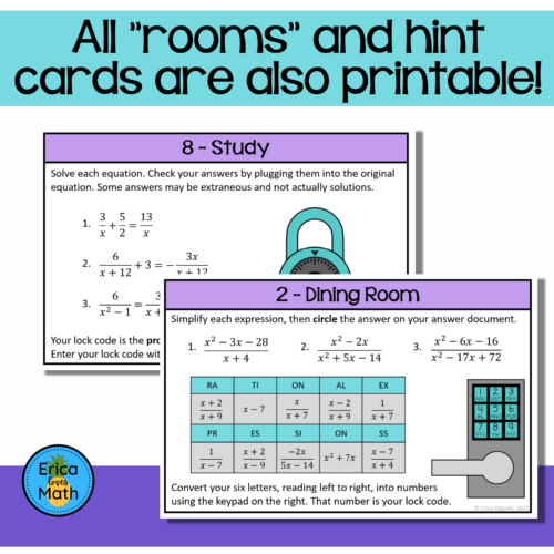 Rational Expressions & Equations Escape Room Activity | Made By Teachers