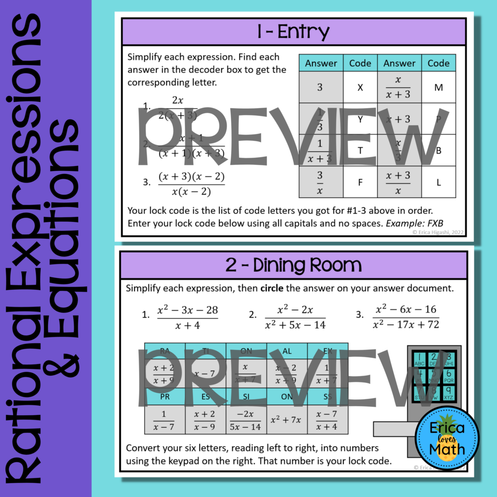 Rational Expressions & Equations Escape Room Activity | Made By Teachers