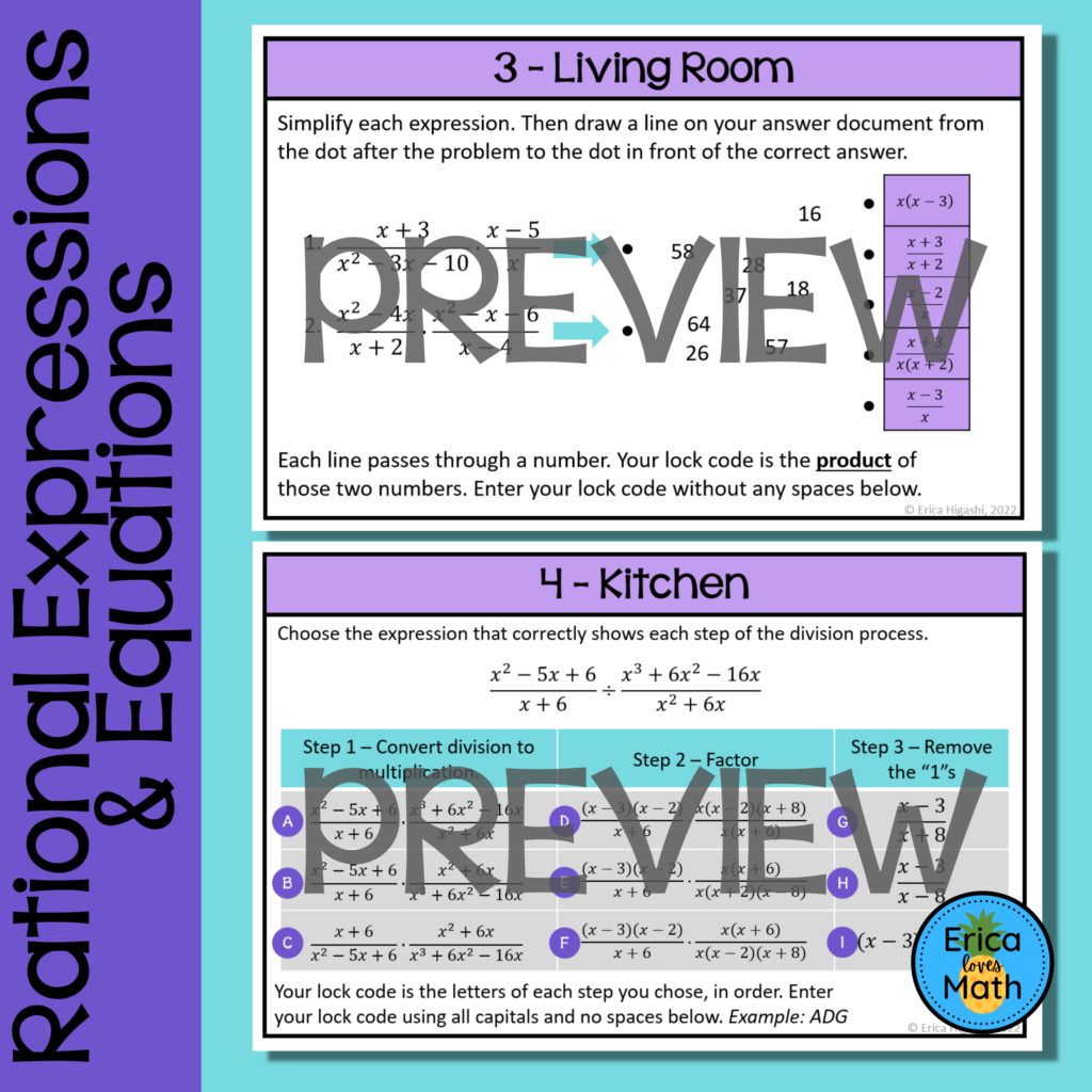 Rational Expressions & Equations Escape Room Activity | Made By Teachers