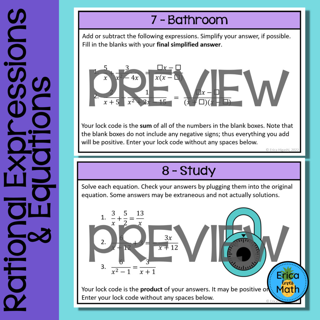 Rational Expressions & Equations Escape Room Activity | Made By Teachers