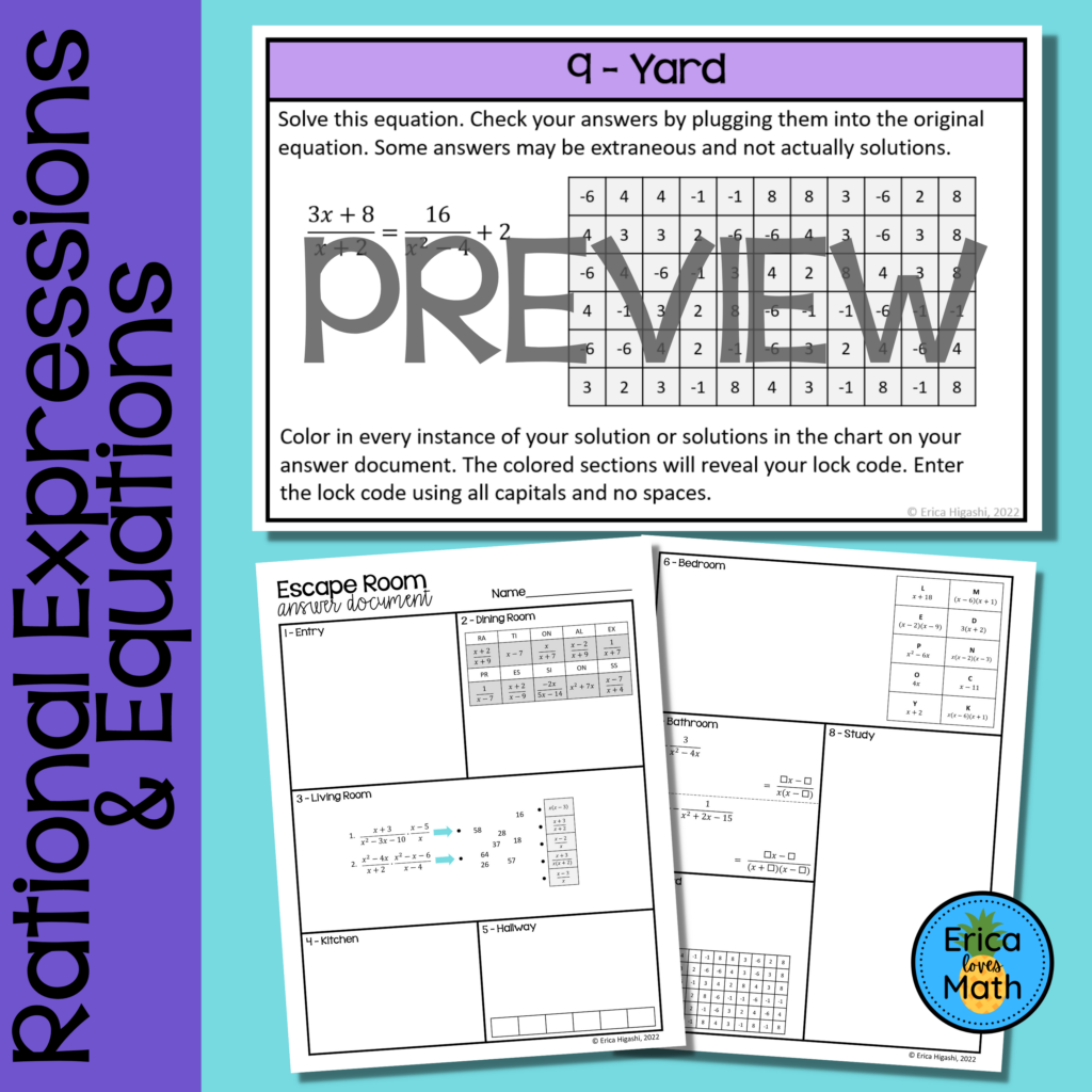 Rational Expressions & Equations Escape Room Activity | Made By Teachers