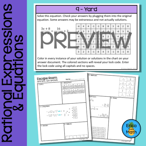 Rational Expressions & Equations Escape Room Activity (Digital ...
