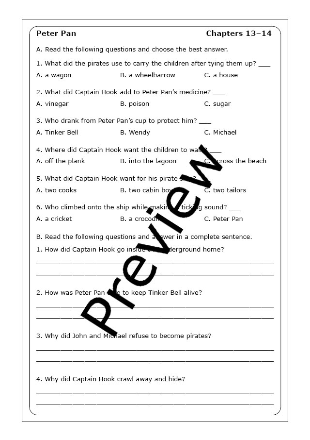 J. M. Barrie "Peter Pan" worksheets | Made By Teachers