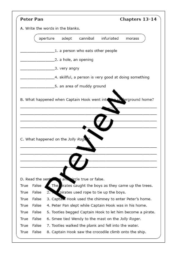 J. M. Barrie "Peter Pan" worksheets | Made By Teachers