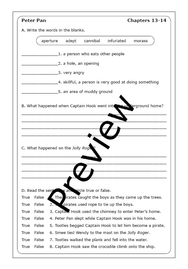 J. M. Barrie "Peter Pan" worksheets | Made By Teachers
