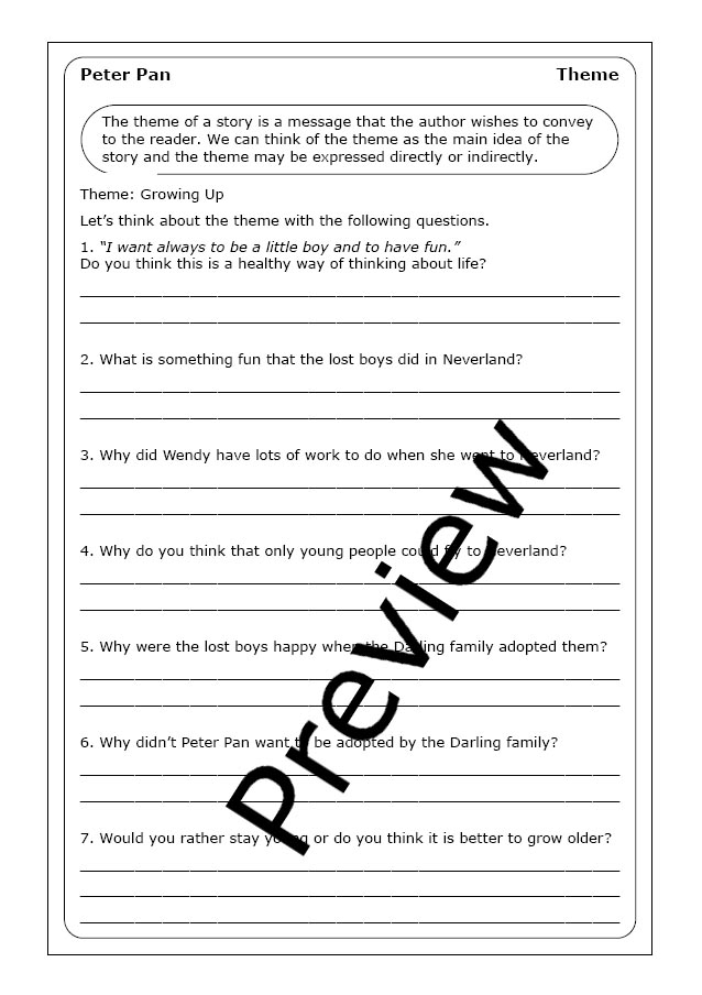 J. M. Barrie "Peter Pan" worksheets | Made By Teachers