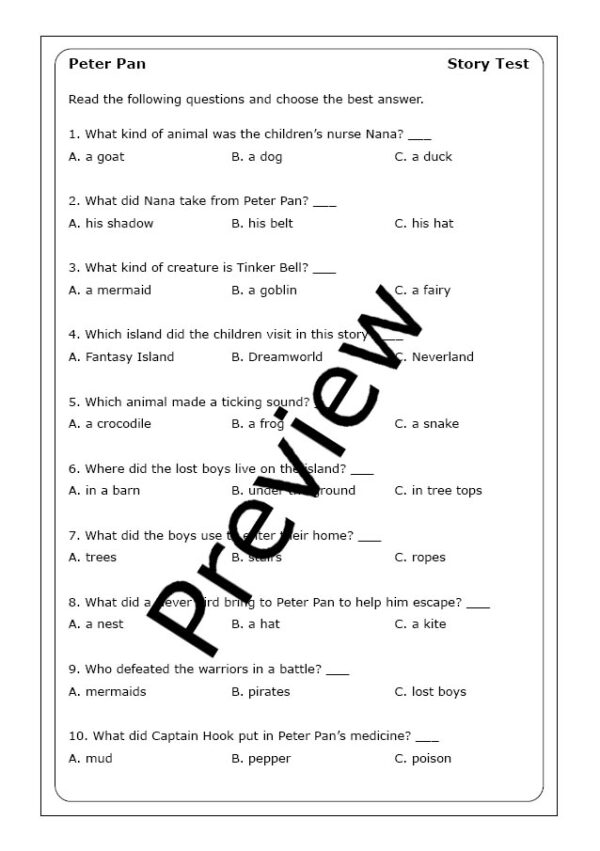 J. M. Barrie "Peter Pan" worksheets | Made By Teachers