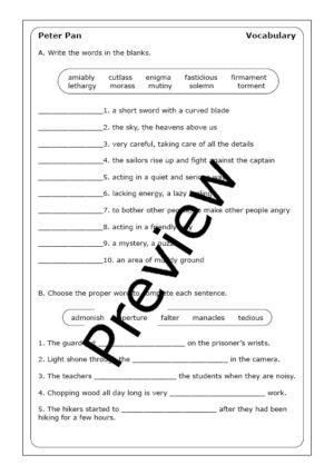 J. M. Barrie "Peter Pan" worksheets | Made By Teachers