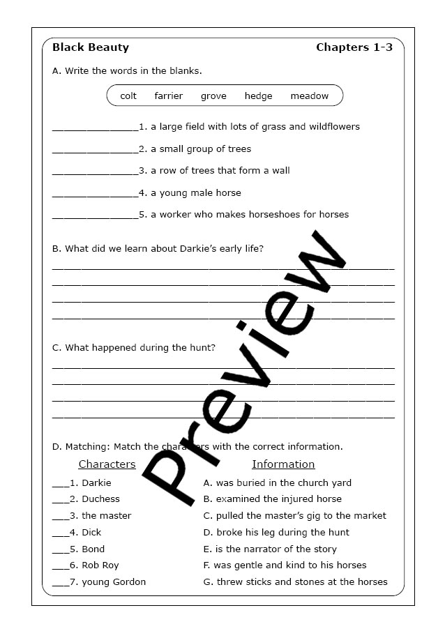 Anna Sewell "Black Beauty" worksheets | Made By Teachers
