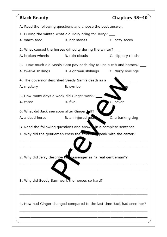 Anna Sewell "Black Beauty" worksheets | Made By Teachers
