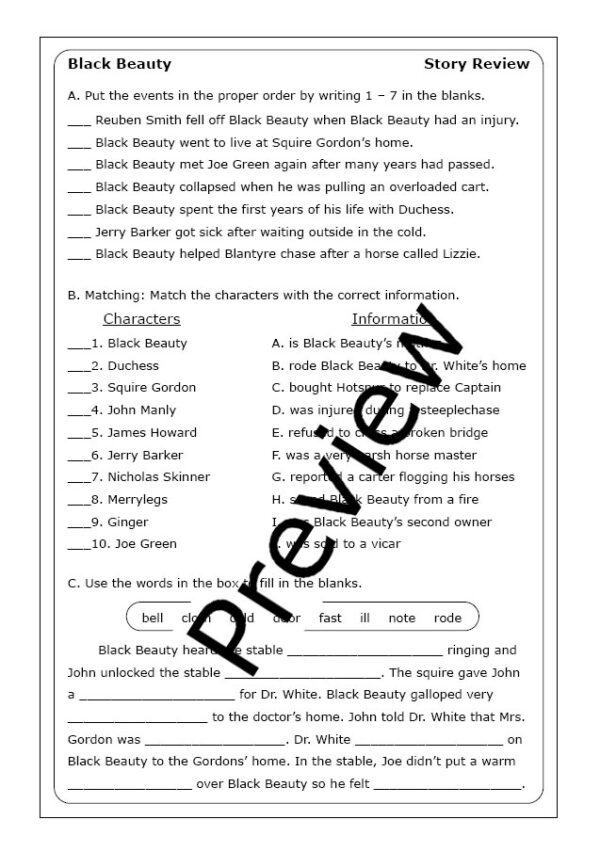 Anna Sewell "Black Beauty" worksheets | Made By Teachers