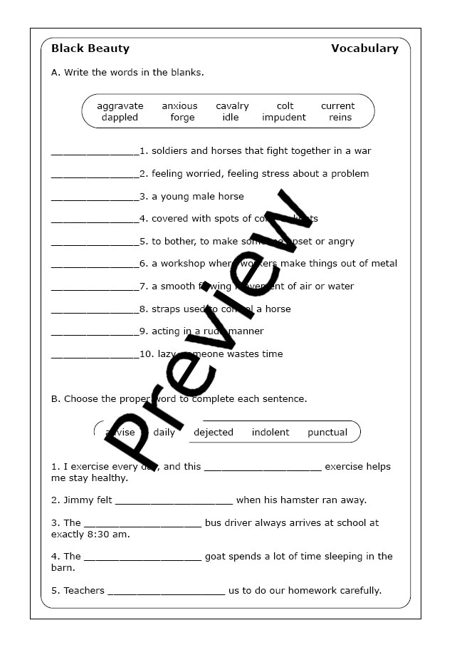 Anna Sewell "Black Beauty" worksheets | Made By Teachers