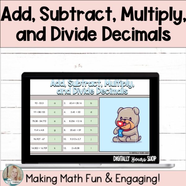 Add, Subtract, Multiply, and Divide Decimals Digital Self-Checking ...