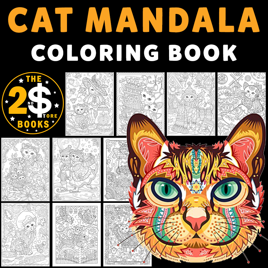 Cat Mandala Coloring Book - 19 Pages | Made By Teachers