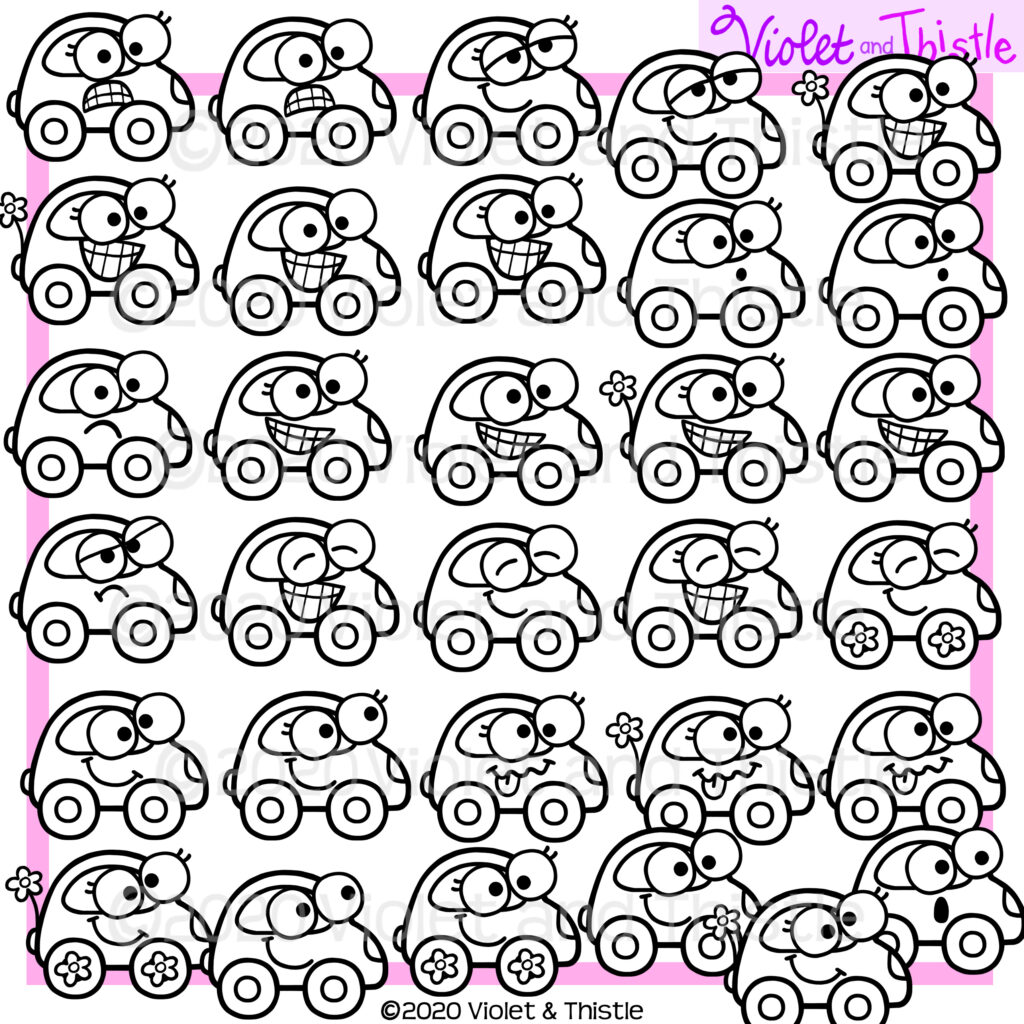 Spring Fun Faces Clipart Bundle 3 Super Cute Kite Bug Car Umbrella ...