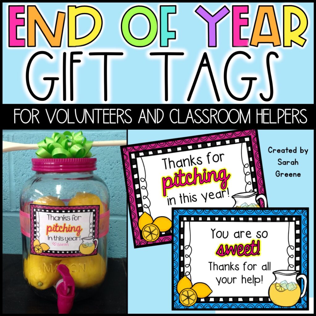 "Thanks for Pitching In" Parent or Volunteer End of Year Gift Tag ...