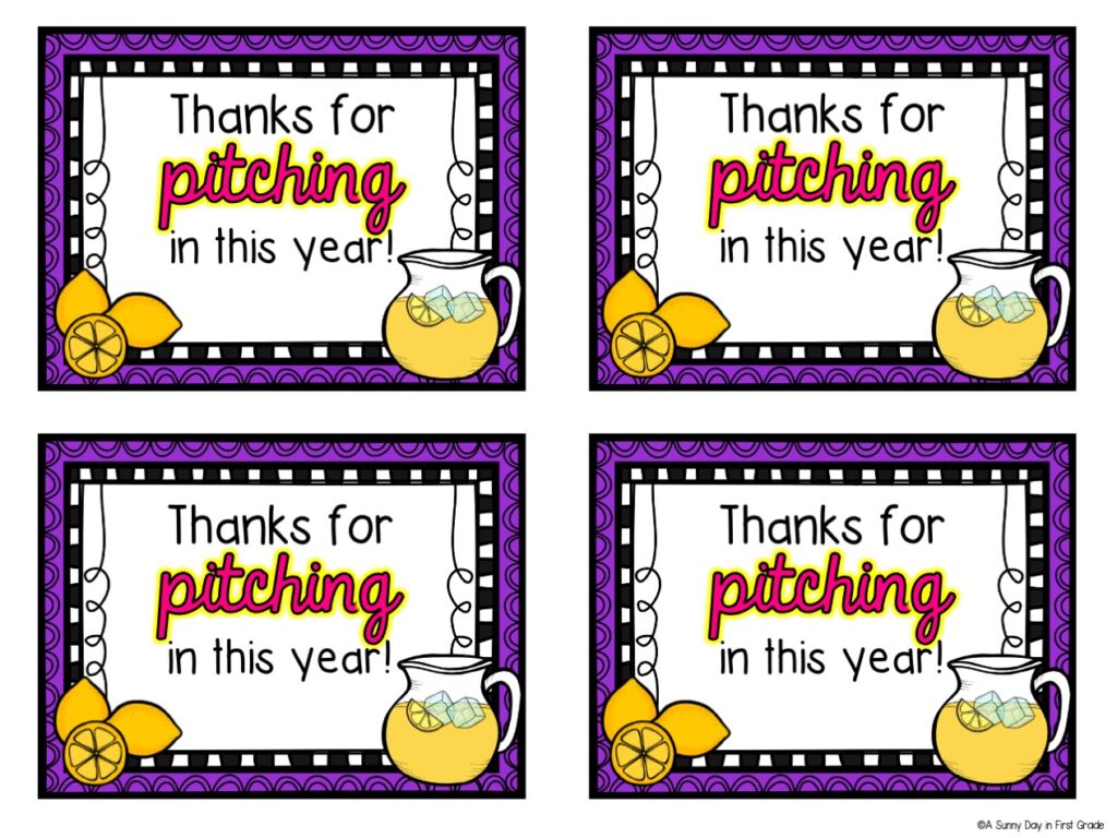 "Thanks for Pitching In" Parent or Volunteer End of Year Gift Tag ...