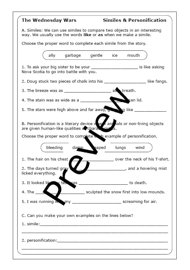 Gary Schmidt "The Wednesday Wars" worksheets | Made By Teachers