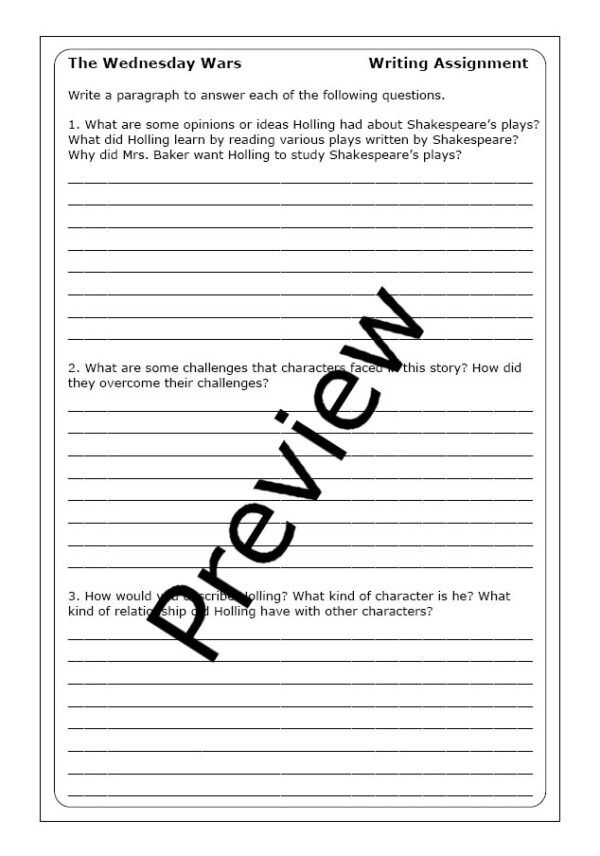 Gary Schmidt "The Wednesday Wars" worksheets | Made By Teachers