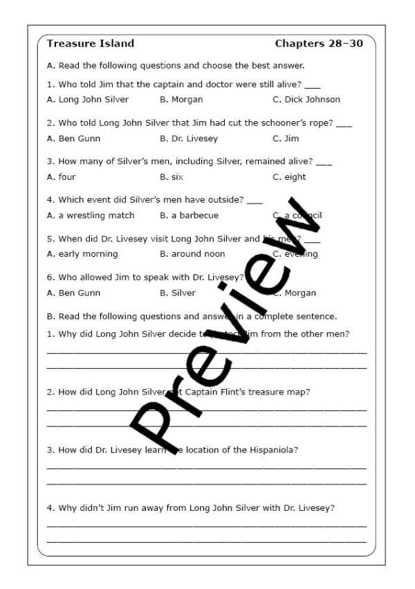 Robert Louis Stevenson "Treasure Island" worksheets | Made By Teachers