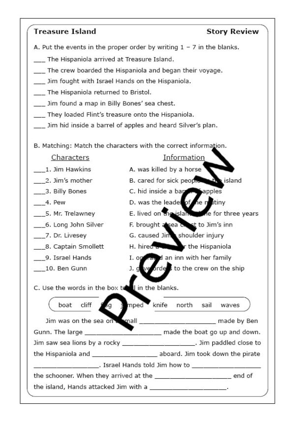 Robert Louis Stevenson "Treasure Island" worksheets | Made By Teachers
