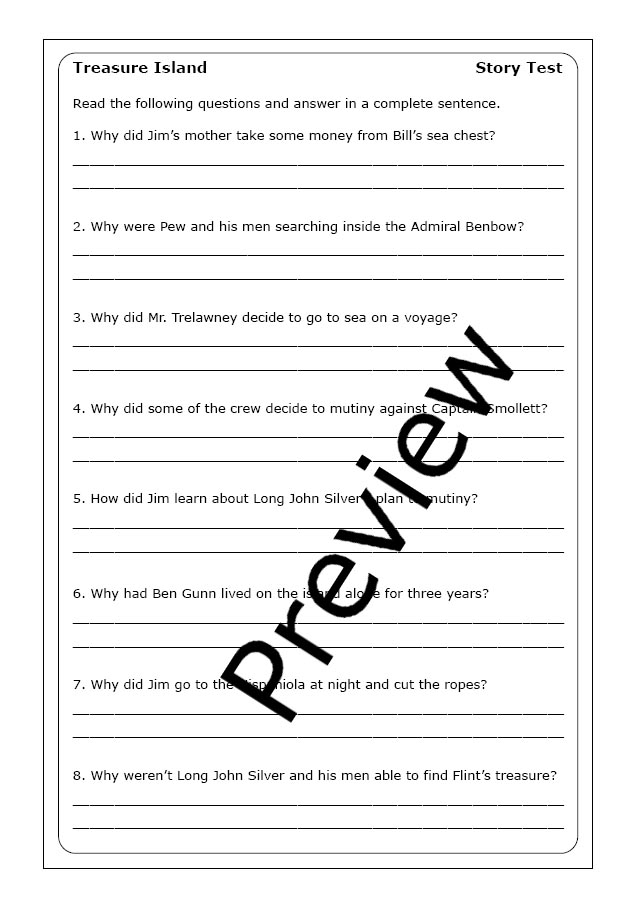 Robert Louis Stevenson "Treasure Island" worksheets | Made By Teachers