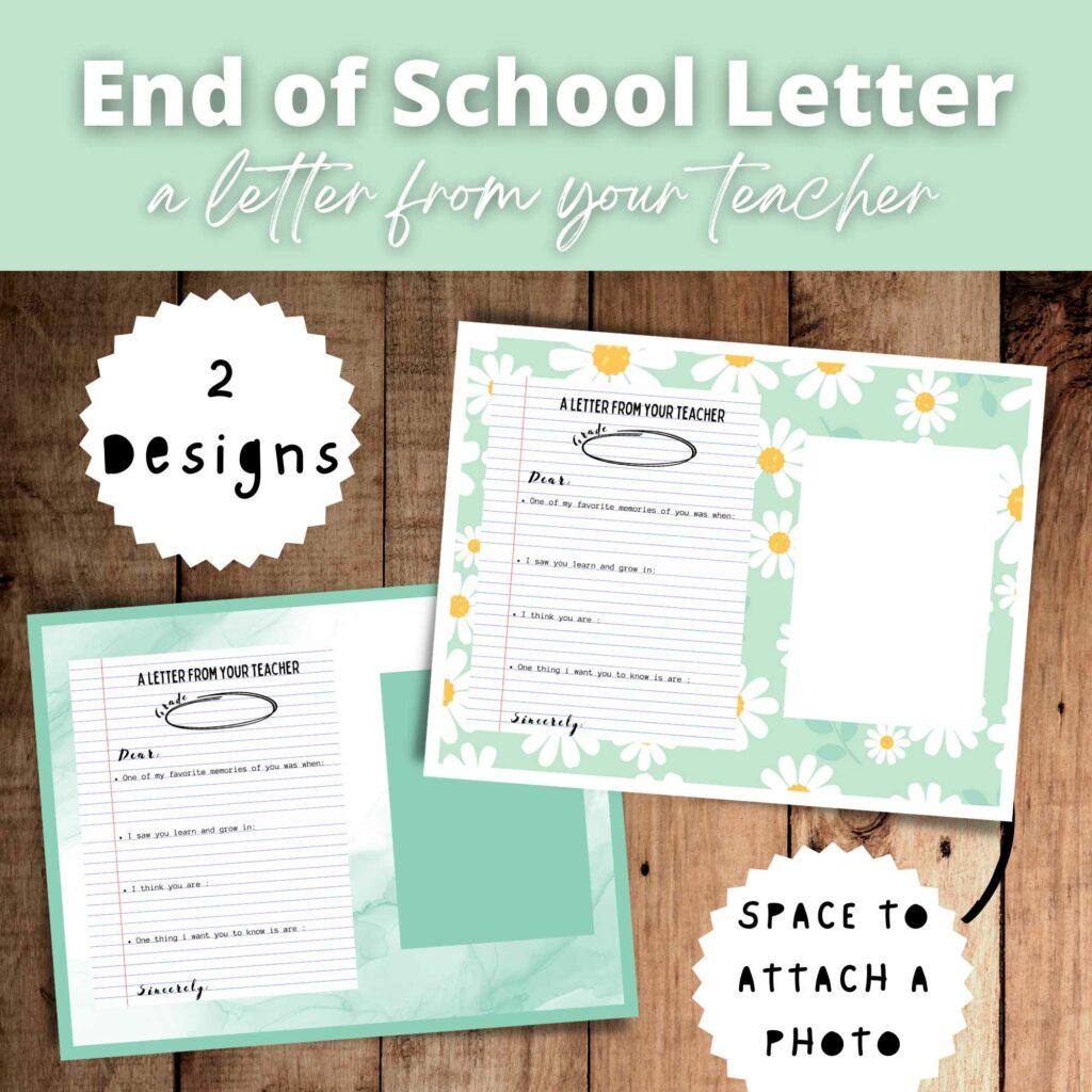 Teacher End of School Letter Printable, Teacher Goodbye Letter to Kids ...
