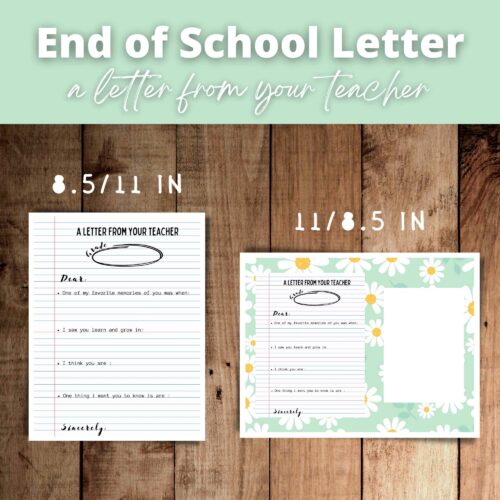 Teacher End of School Letter Printable, Teacher Goodbye Letter to Kids ...