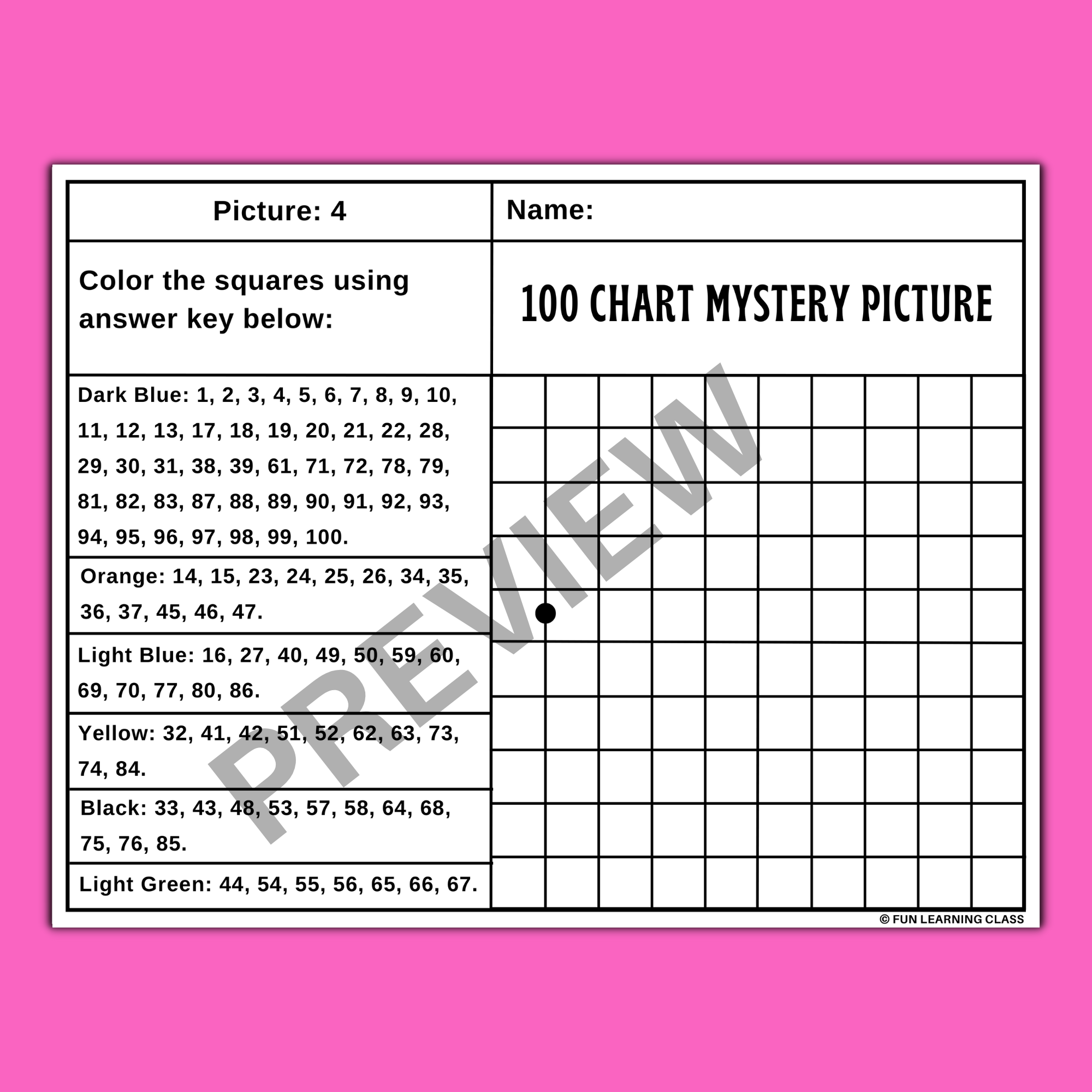 Hawaii State Symbols Hundred Chart Mystery Pictures Color By Number 100 ...