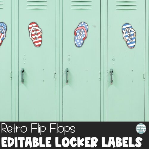 Editable Locker Labels or Cubby Tags - Patriotic Flip Flops - Retro ...