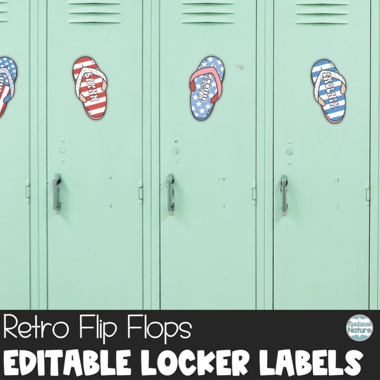 Editable Locker Labels or Cubby Tags - Patriotic Flip Flops - Retro ...