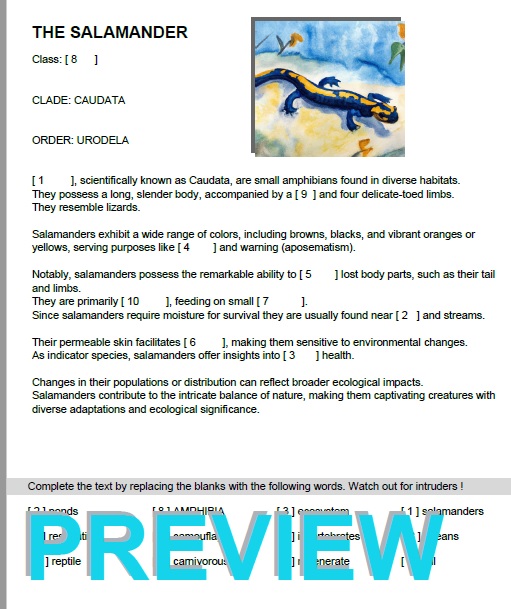 THE AMPHIBIANS - FILL IN THE BLANKS WORKSHEETS | Made By Teachers