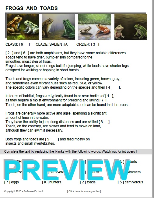 THE AMPHIBIANS - FILL IN THE BLANKS WORKSHEETS | Made By Teachers