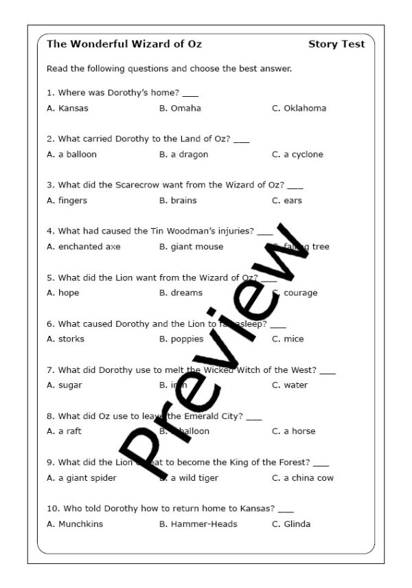 Frank Baum "The Wonderful Wizard of Oz" worksheets | Made By Teachers