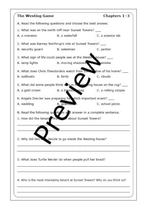 Ellen Raskin "The Westing Game" worksheets | Made By Teachers