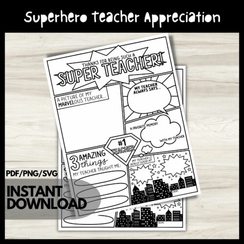 Superhero Teacher Appreciation Printable, All About My Teacher ...
