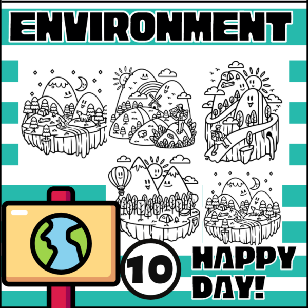 World Environment Day{Sun, Earth, mountain, Animal, Tree, Flowers ...