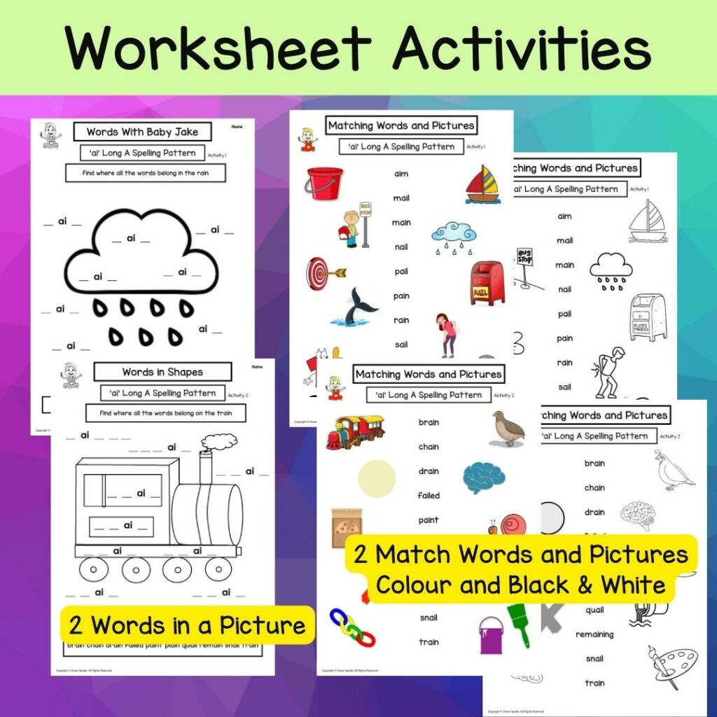 Long A Phonics Activities - Spelling Letter Pattern 'ai' - Worksheets ...