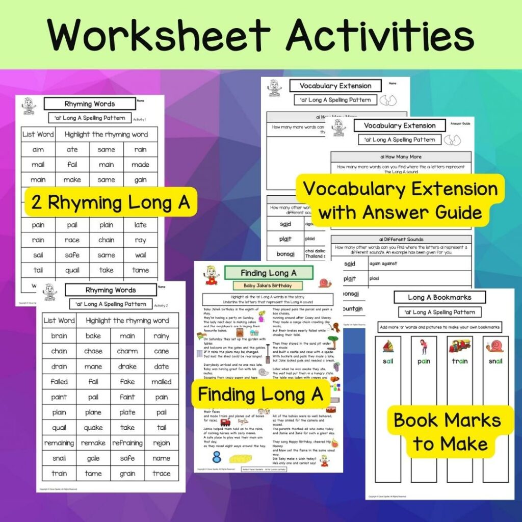 Long A Phonics Activities - Spelling Letter Pattern 'ai' - Worksheets ...